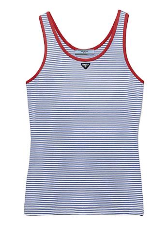 PRADA Striped Cotton-Jersey Tank Top
